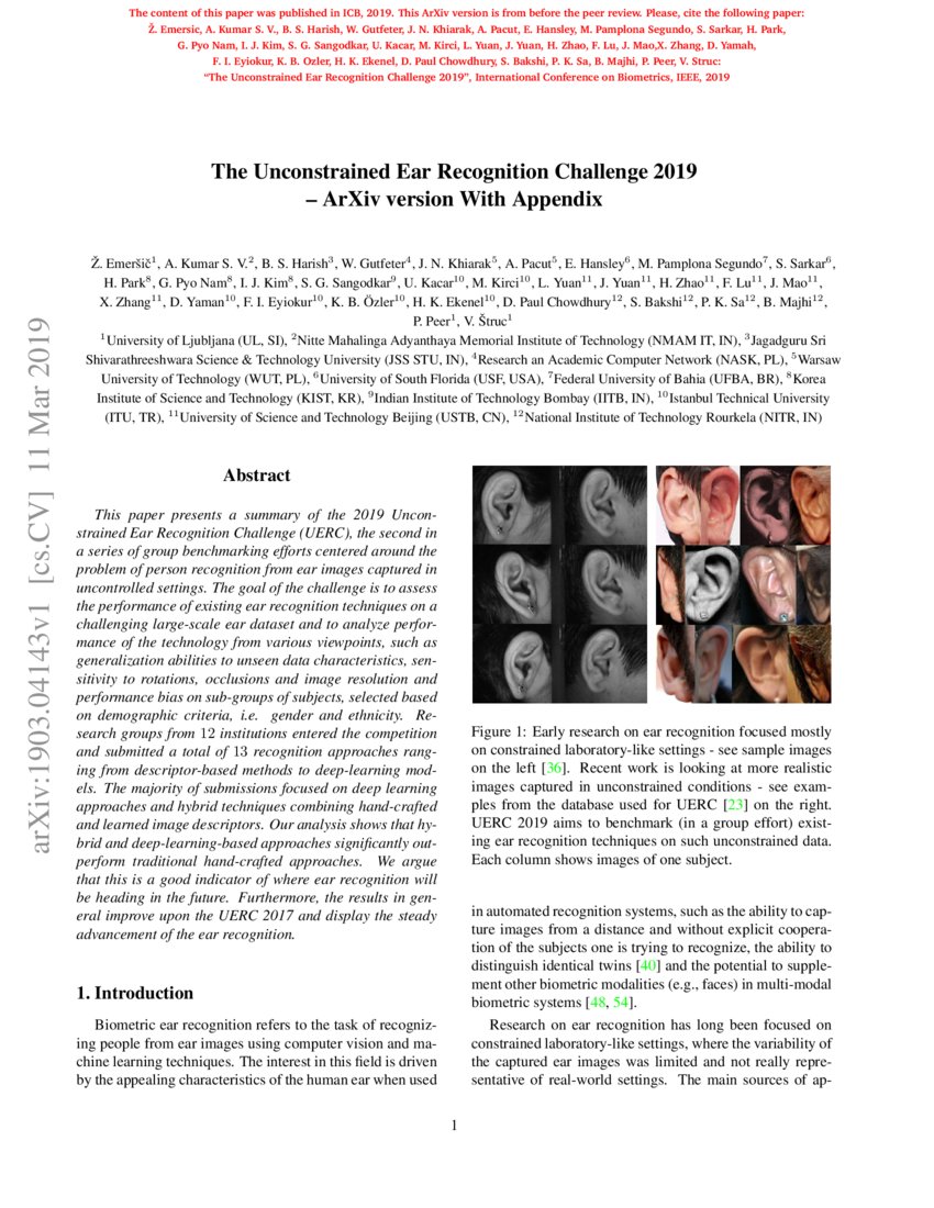 The Unconstrained Ear Recognition Challenge 2019 | DeepAI
