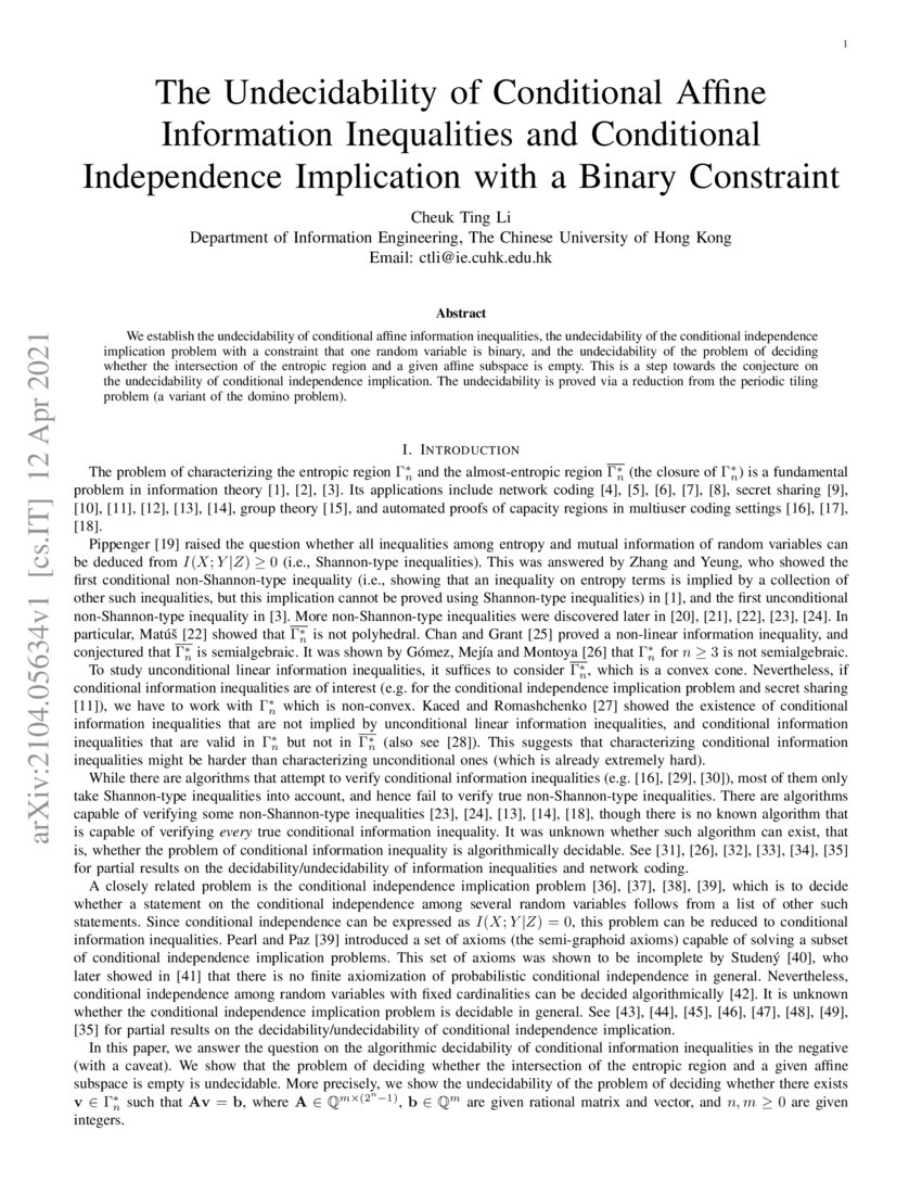 The Undecidability Of Conditional Affine Information Inequalities And Conditional Independence
