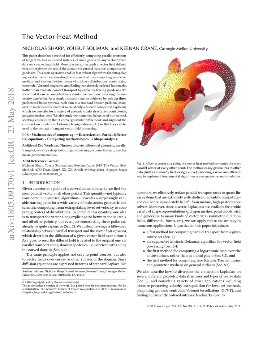 The Vector Heat Method | DeepAI