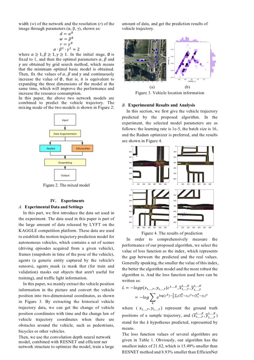 The Vehicle Trajectory Prediction Based on ResNet and EfficientNet ...