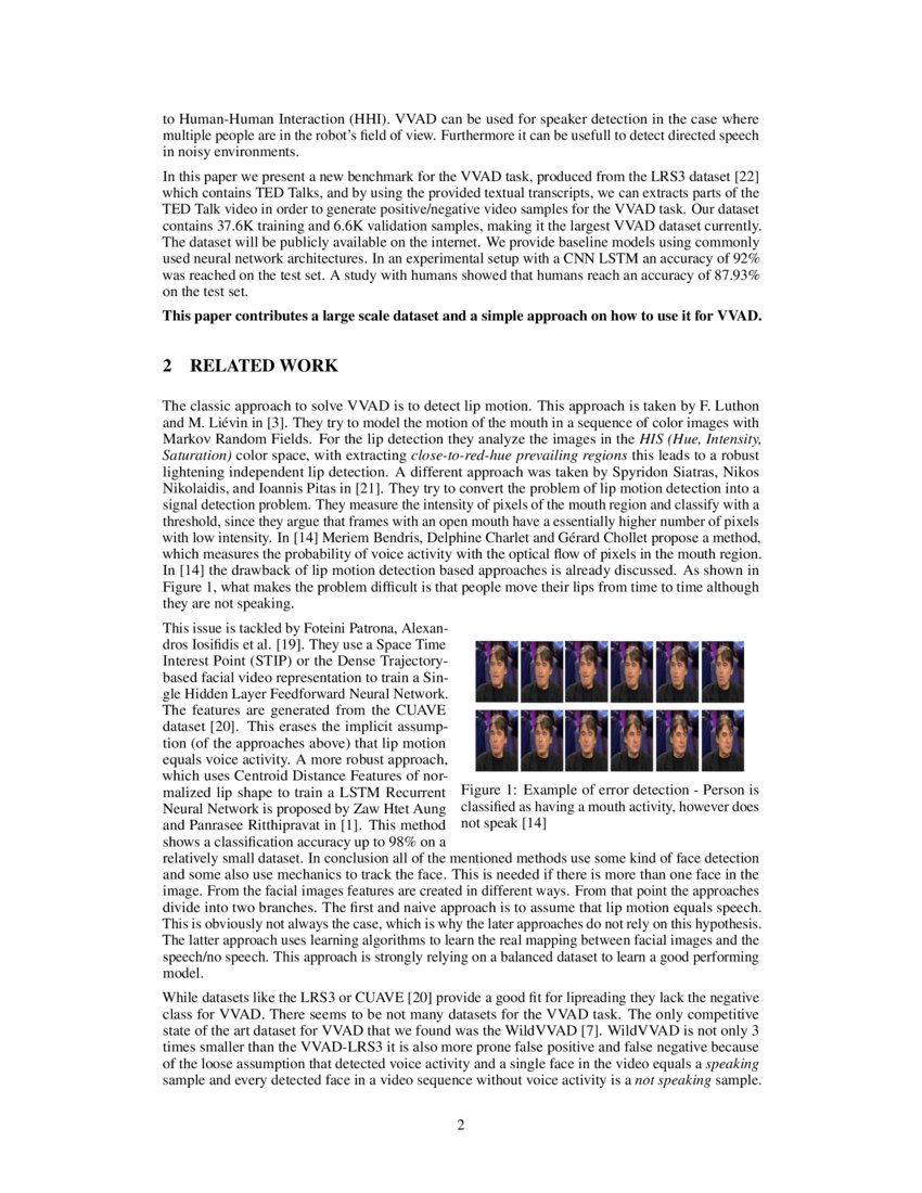 The VVAD-LRS3 Dataset for Visual Voice Activity Detection | DeepAI