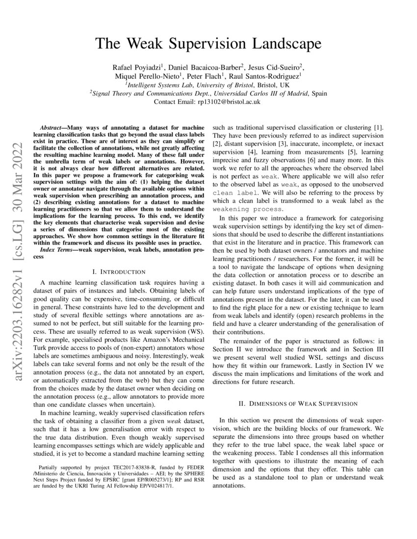 The Weak Supervision Landscape | DeepAI