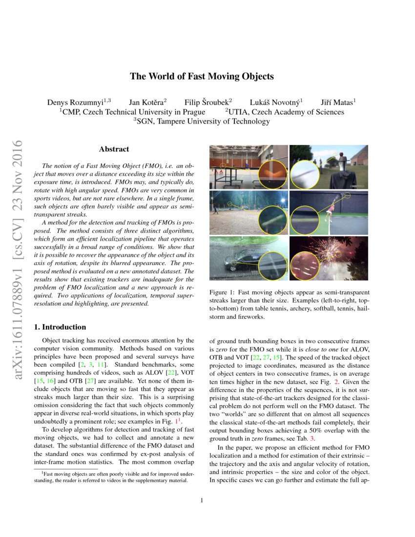 The World of Fast Moving Objects | DeepAI