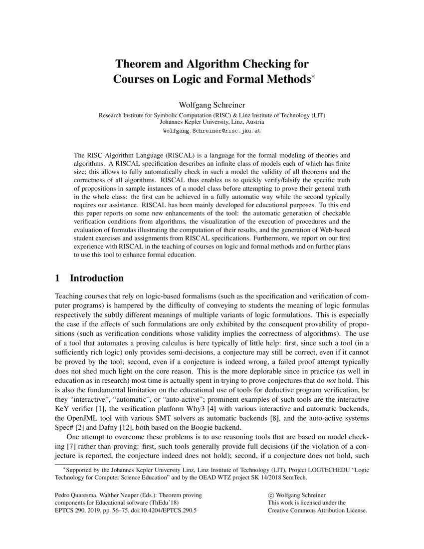 Theorem And Algorithm Checking For Courses On Logic And Formal Methods Deepai 
