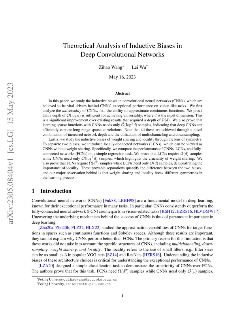 Theoretical Analysis Of Inductive Biases In Deep Convolutional Networks Deepai