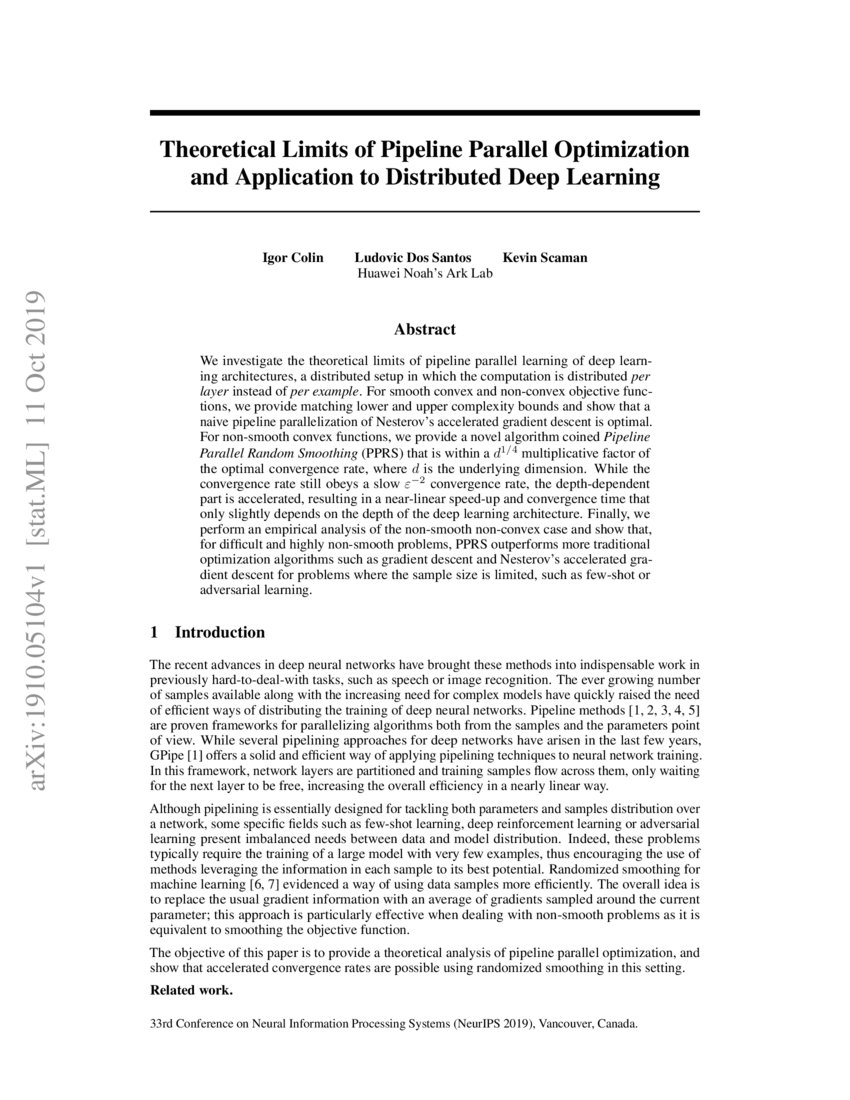 Theoretical Limits of Pipeline Parallel Optimization and Application to ...