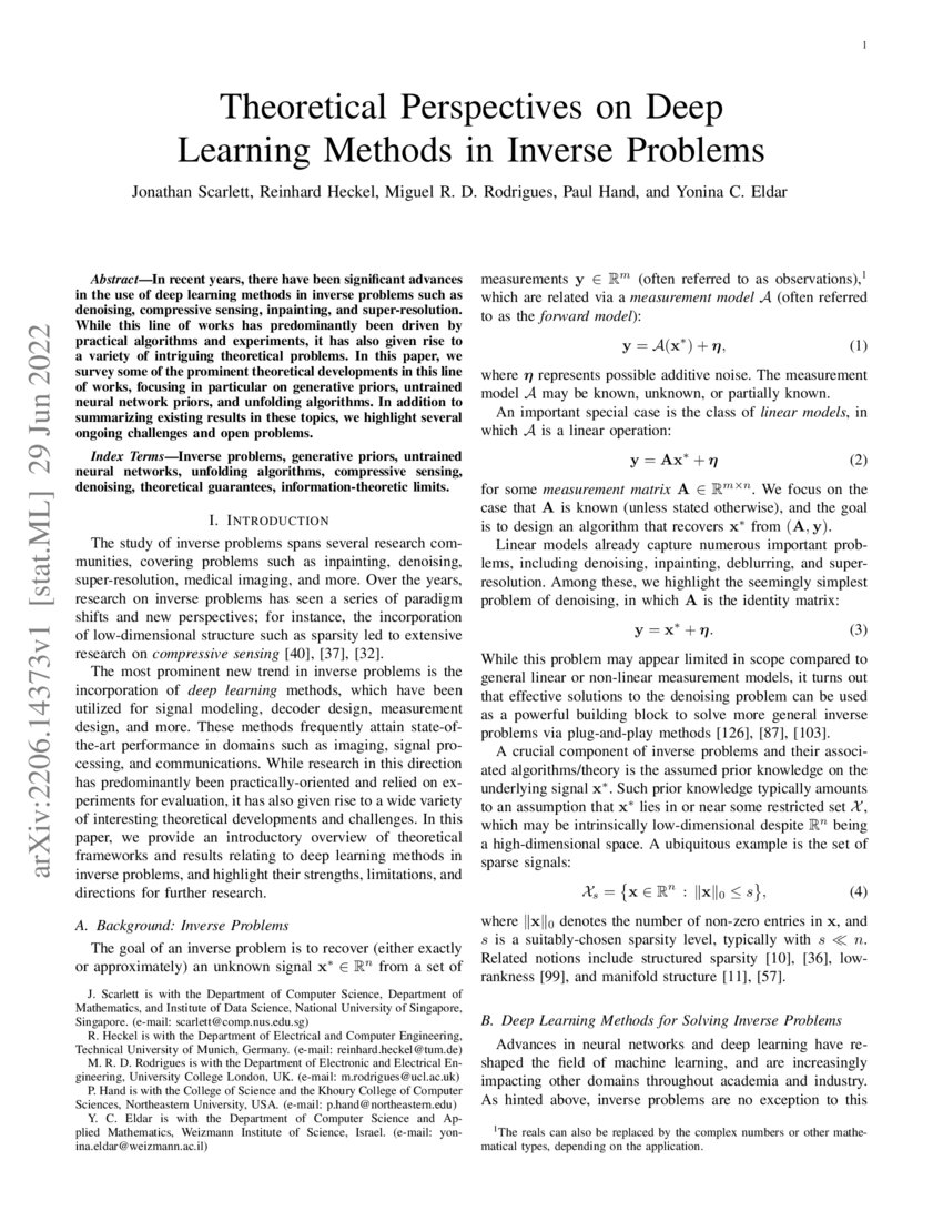 Theoretical Perspectives On Deep Learning Methods In Inverse Problems Deepai