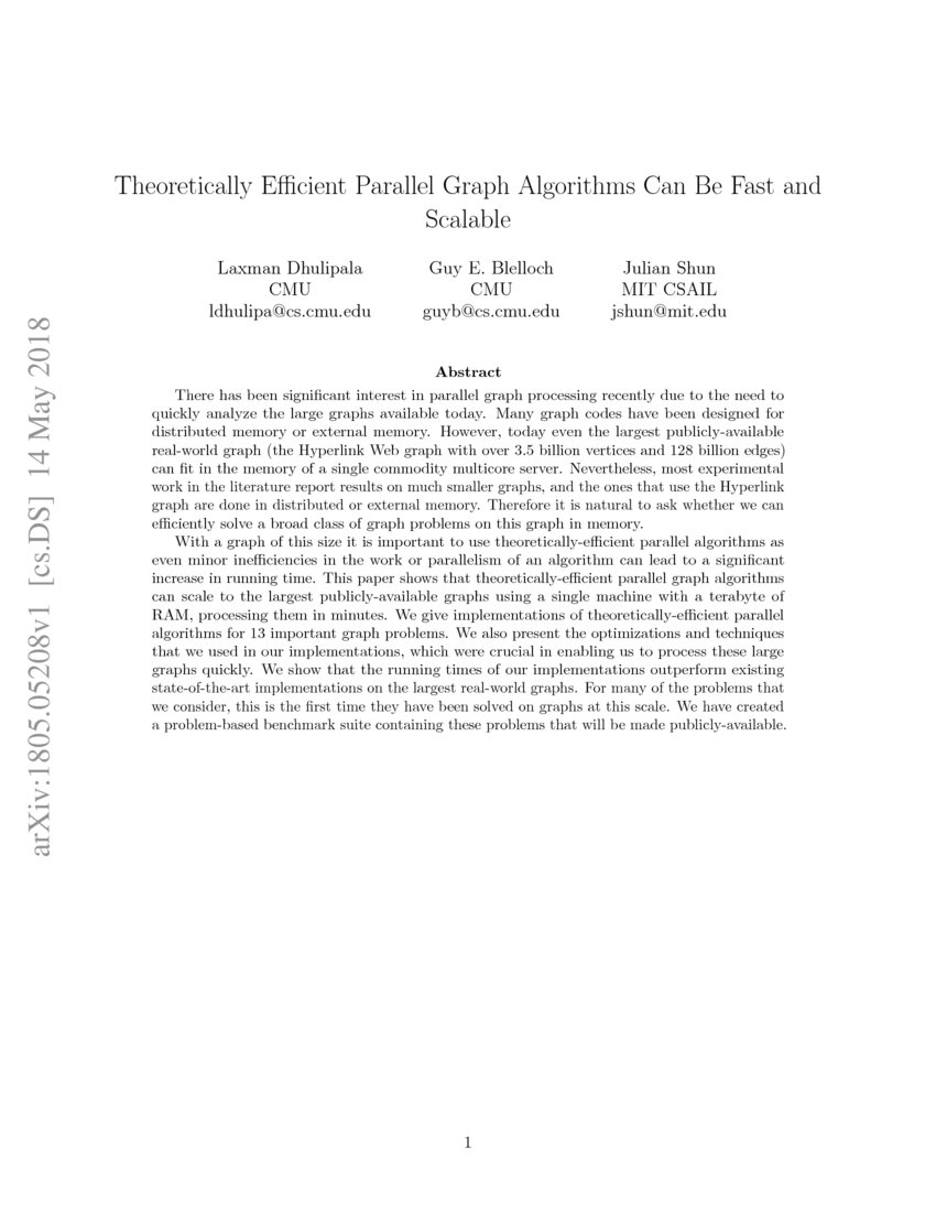 Theoretically Efficient Parallel Graph Algorithms Can Be Fast And Scalable Deepai 