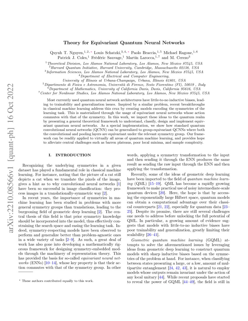 Theory for Equivariant Quantum Neural Networks | DeepAI