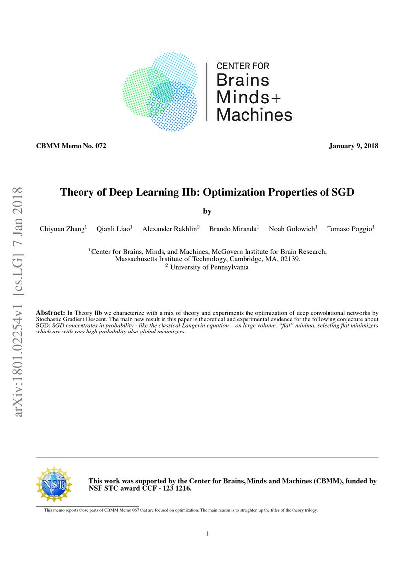 Theory of Deep Learning IIb: Optimization Properties of SGD | DeepAI
