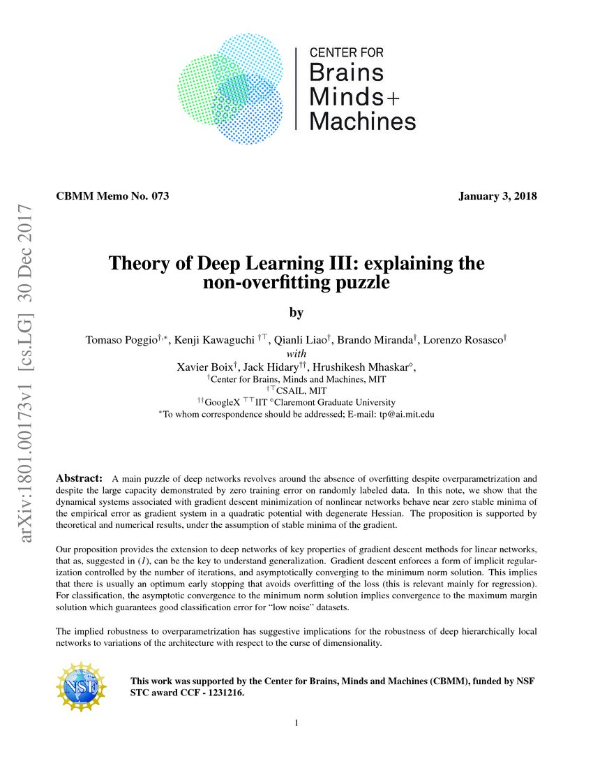 Theory of Deep Learning III: explaining the non-overfitting puzzle | DeepAI