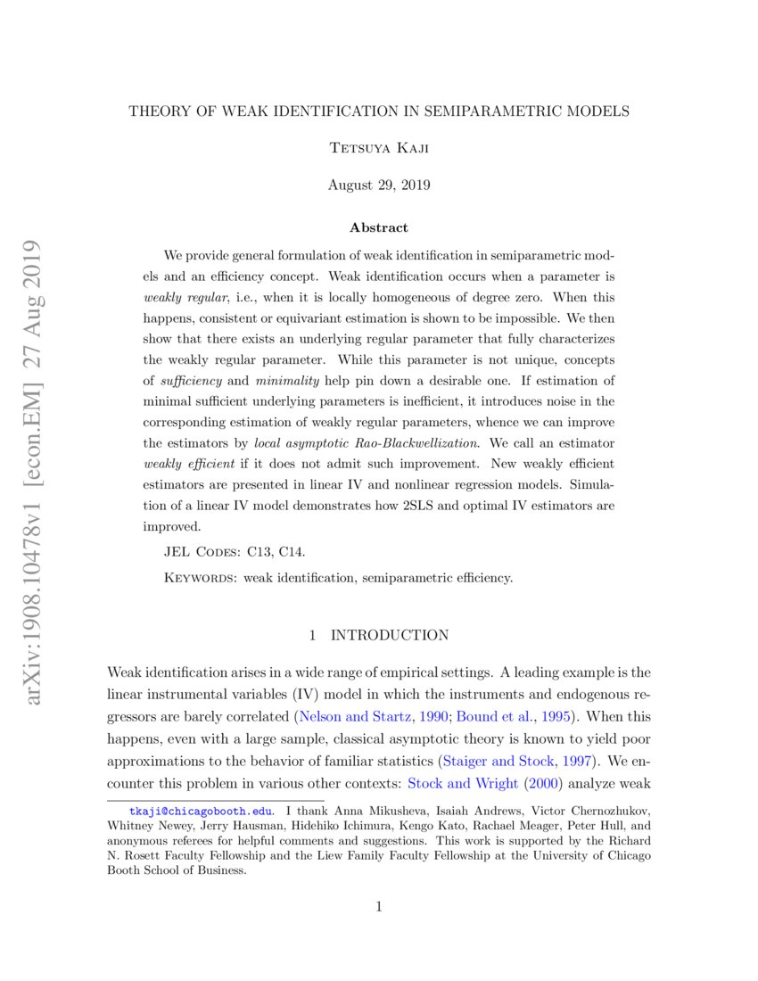 Theory Of Weak Identification In Semiparametric Models Deepai