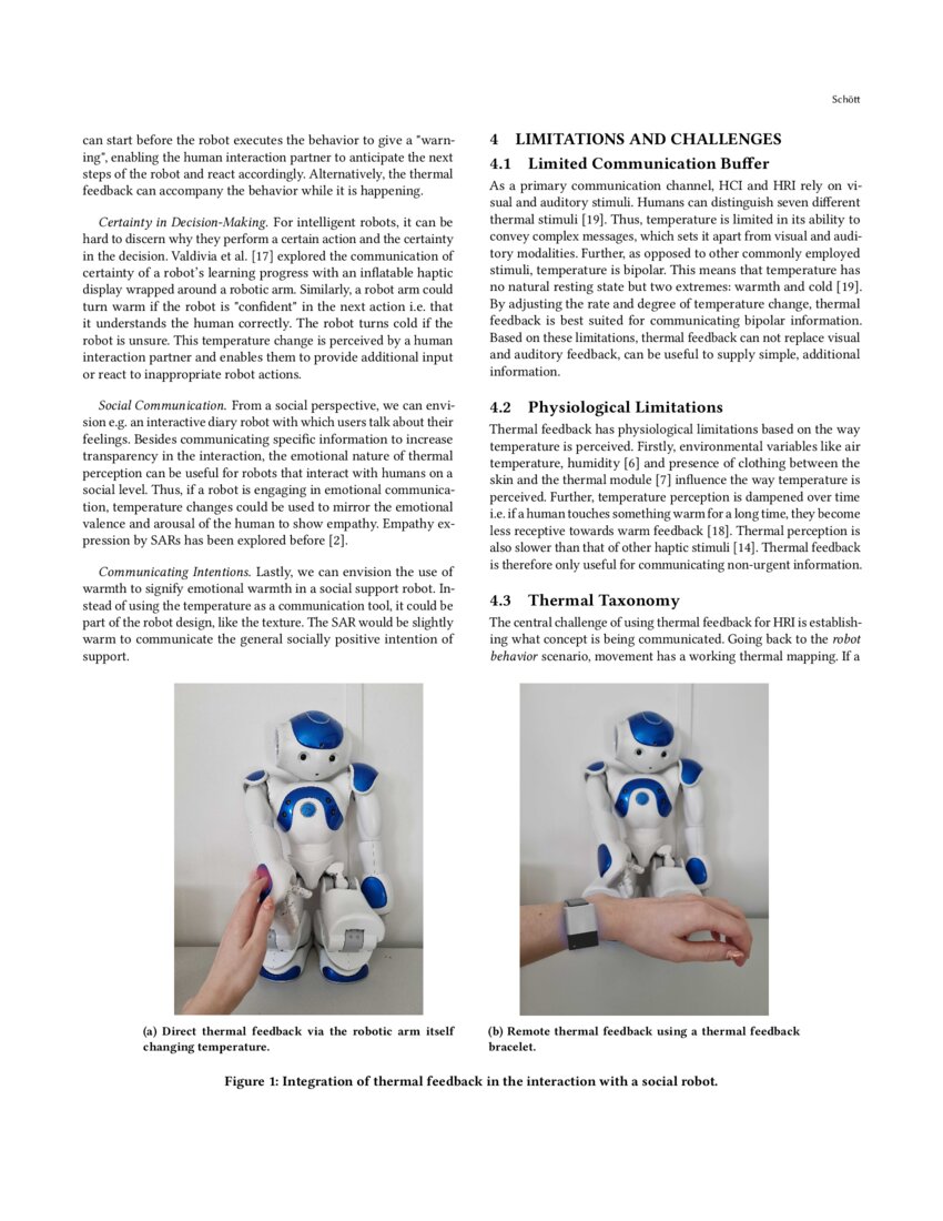 Thermal Feedback for Transparency in Human-Robot Interaction | DeepAI