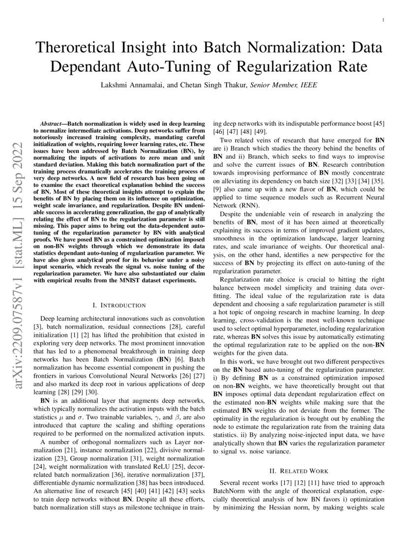 Theroretical Insight Into Batch Normalization Data Dependant Auto