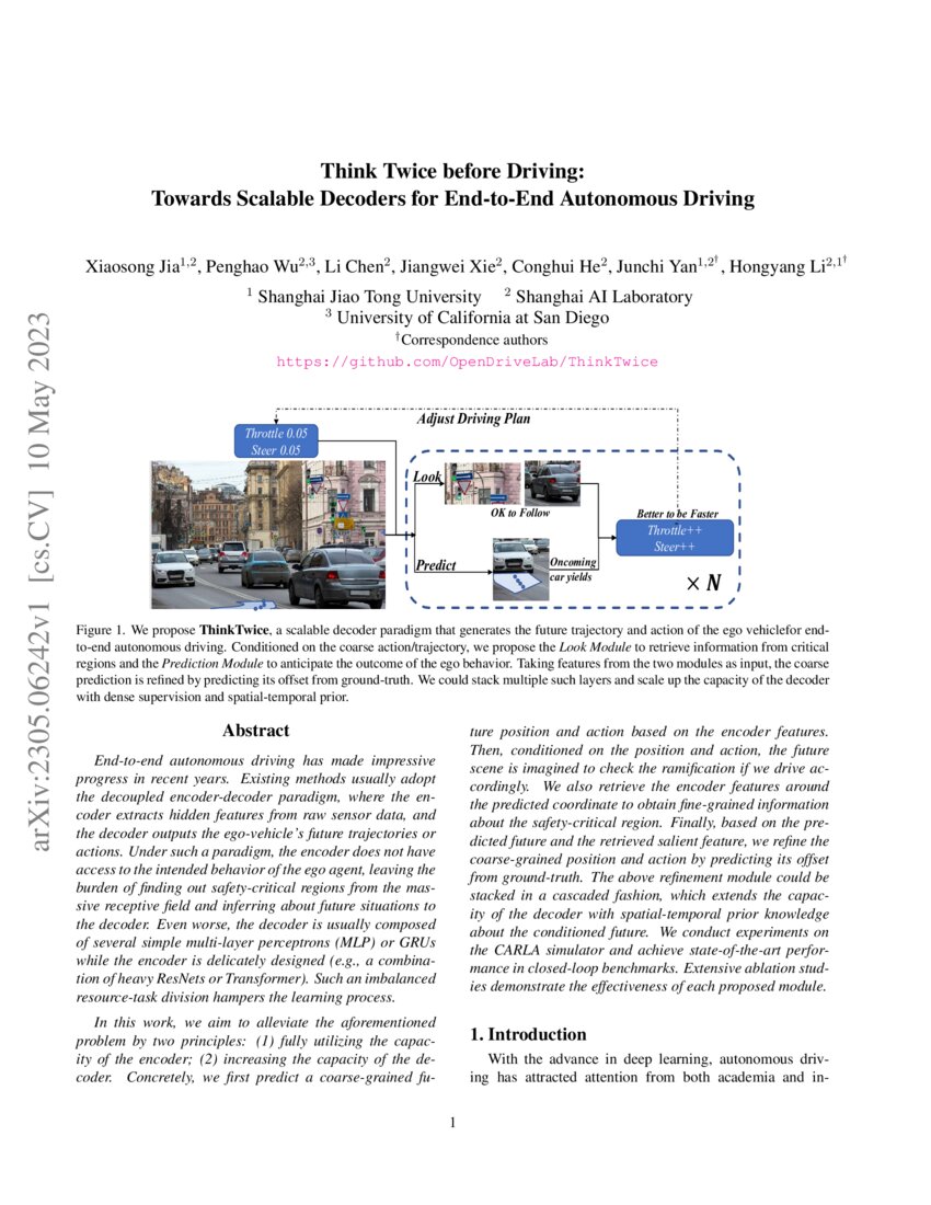 Think Twice Before Driving Towards Scalable Decoders For End To End Autonomous Driving Deepai