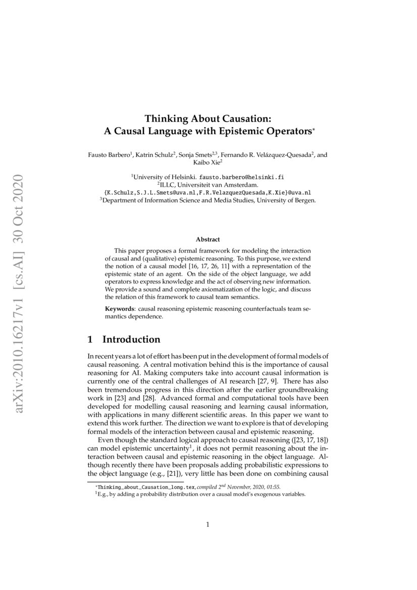 Thinking About Causation: A Causal Language with Epistemic Operators | DeepAI