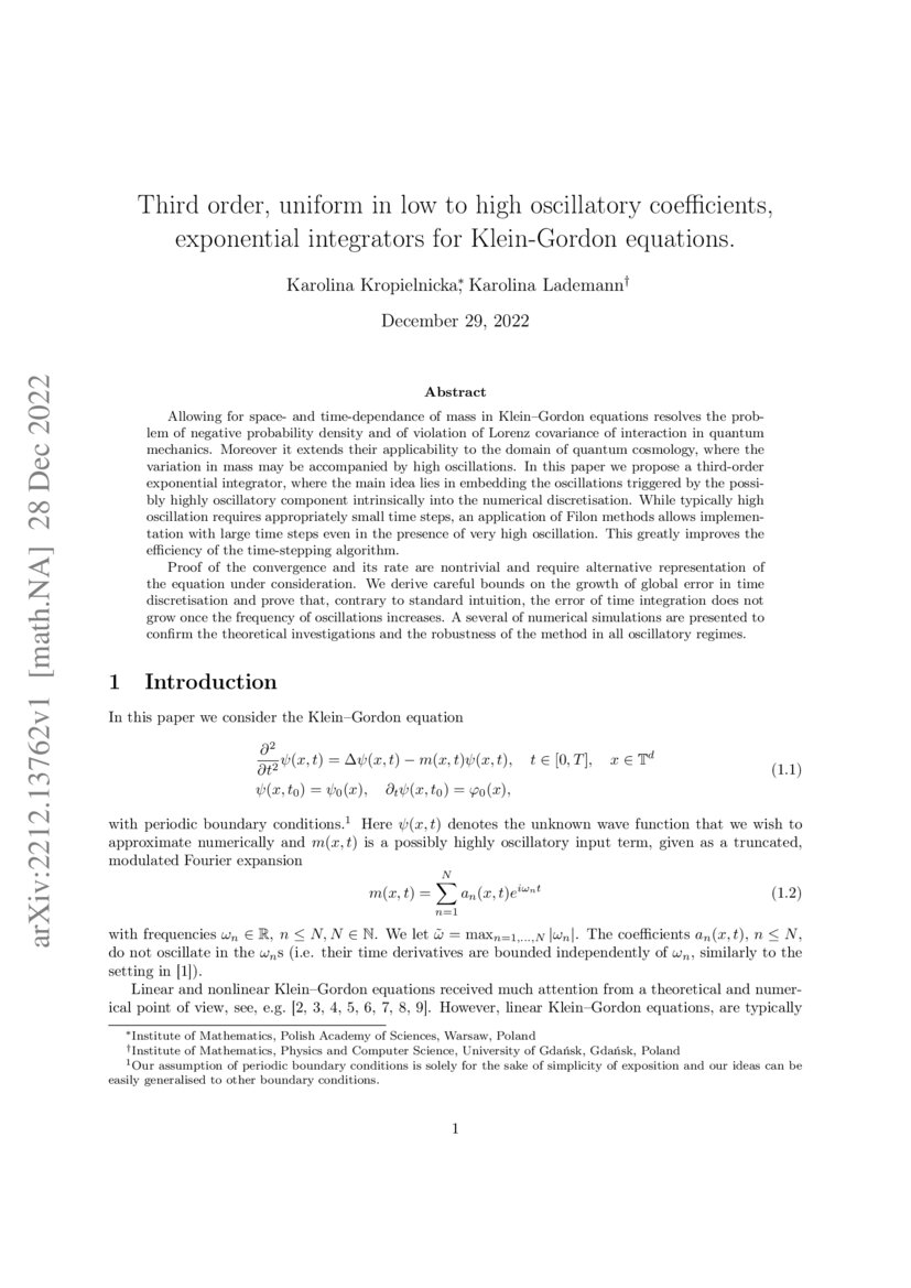 Third order, uniform in low to high oscillatory coefficients ... Third order, uniform in low to high oscillatory coefficients ...