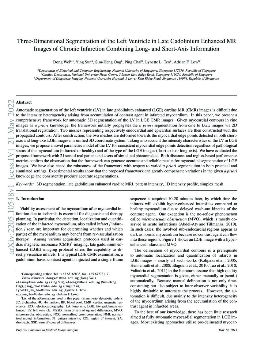 Three-Dimensional Segmentation of the Left Ventricle in Late Gadolinium Enhanced MR Images of ...