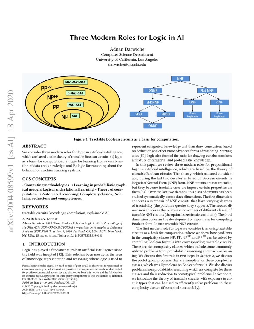 Three Modern Roles For Logic In AI DeepAI