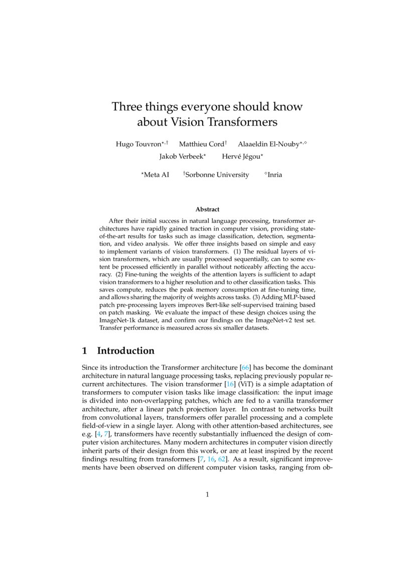 Three things everyone should know about Vision Transformers | DeepAI Three things everyone should know about Vision Transformers | DeepAI