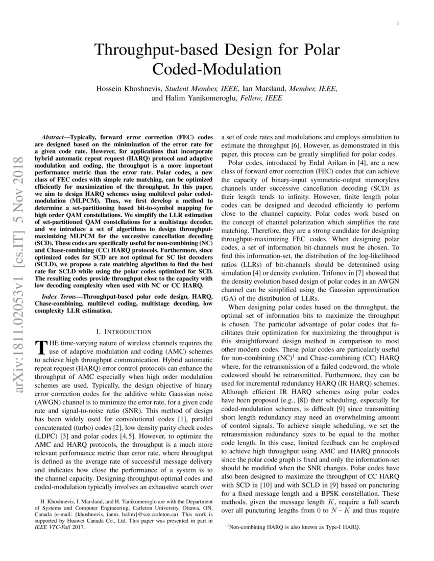 Throughput-based Design for Polar Coded-Modulation | DeepAI