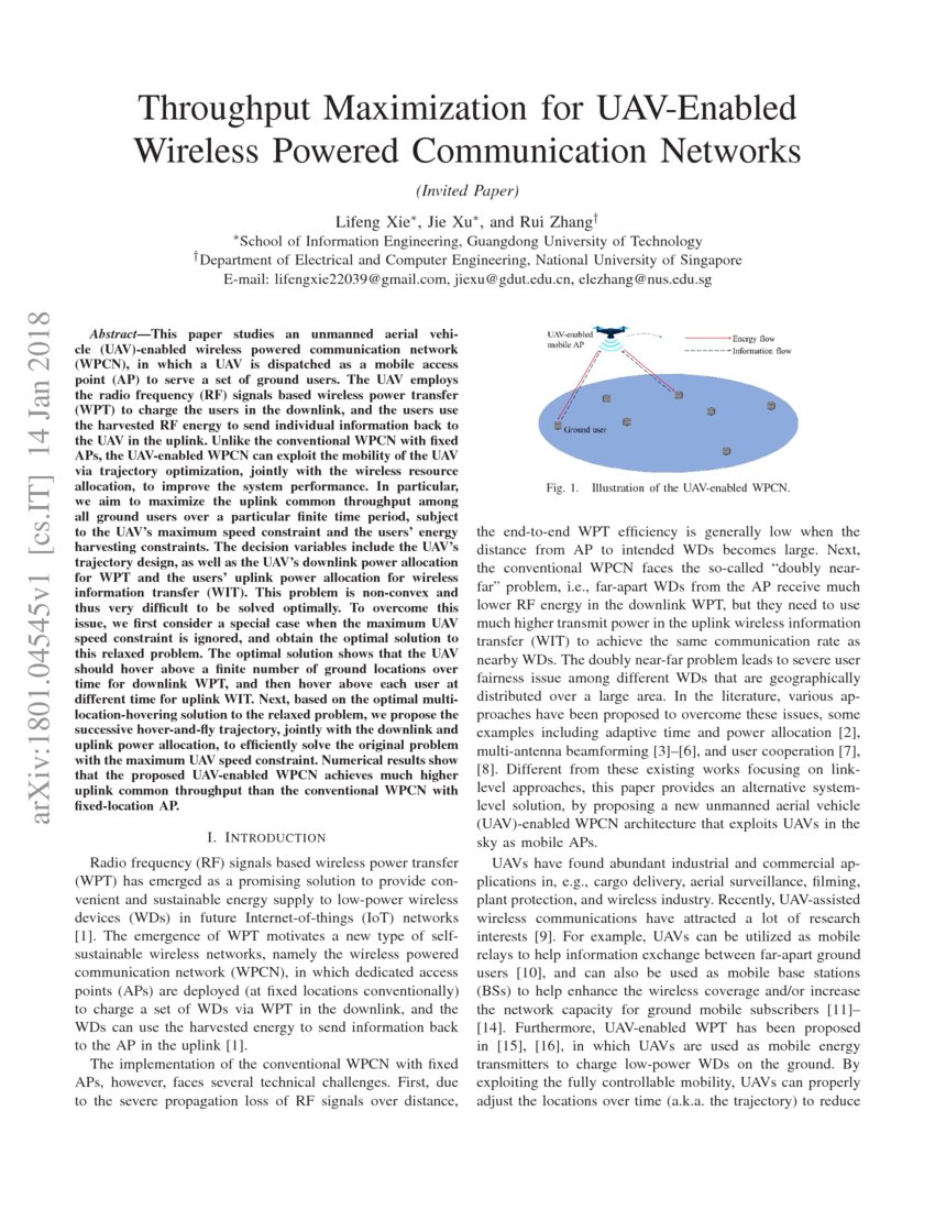 Throughput Maximization For Uav Enabled Wireless Powered Communication Networks Deepai