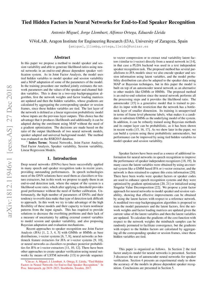 Tied Hidden Factors in Neural Networks for End-to-End Speaker Recognition | DeepAI