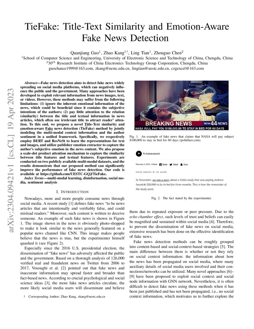 Tiefake Title Text Similarity And Emotion Aware Fake News Detection