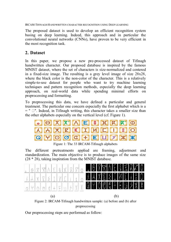 Tifinagh-IRCAM Handwritten character recognition using Deep learning ... Tifinagh-IRCAM Handwritten character recognition using Deep learning ...