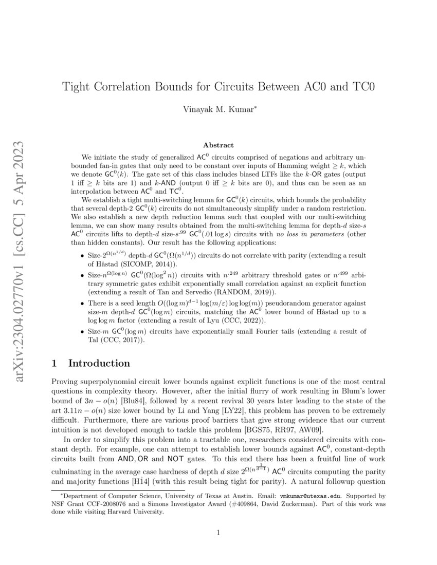 Tight Correlation Bounds for Circuits Between AC0 and TC0 | DeepAI