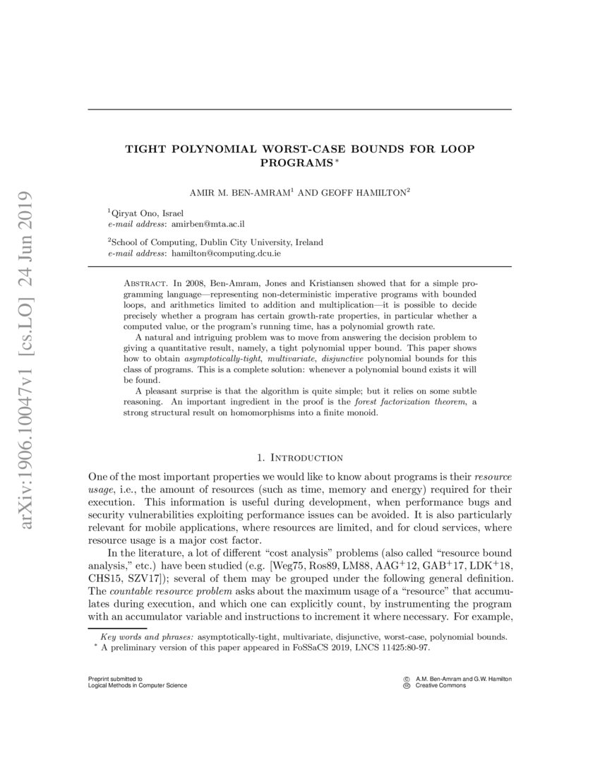 Tight Polynomial Worst-Case Bounds for Loop Programs | DeepAI
