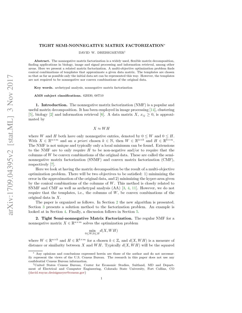 Tight Semi-Nonnegative Matrix Factorization | DeepAI