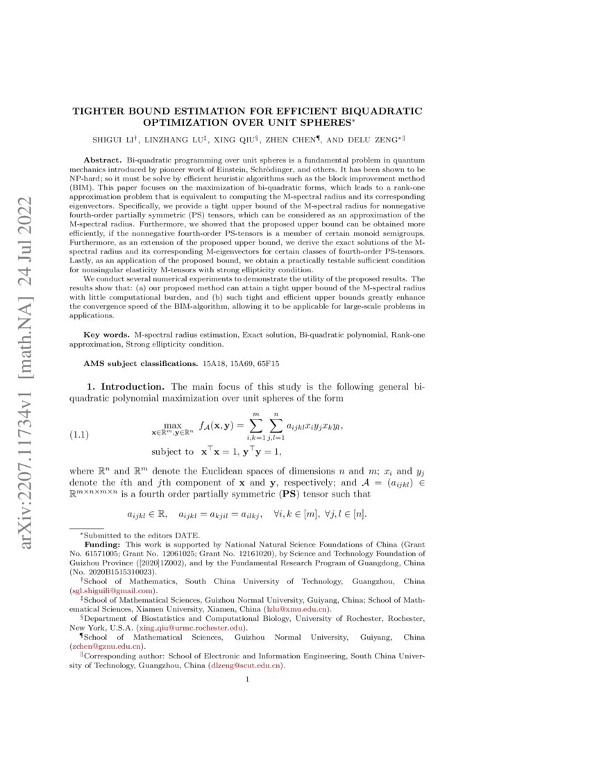Tighter Bound Estimation for Efficient Biquadratic Optimization Over ...