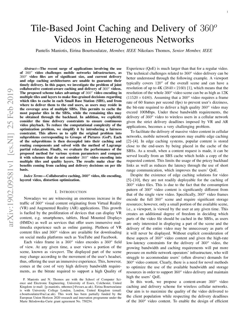 Tile-Based Joint Caching and Delivery of 360^o Videos in Heterogeneous ... Tile-Based Joint Caching and Delivery of 360^o Videos in Heterogeneous ...