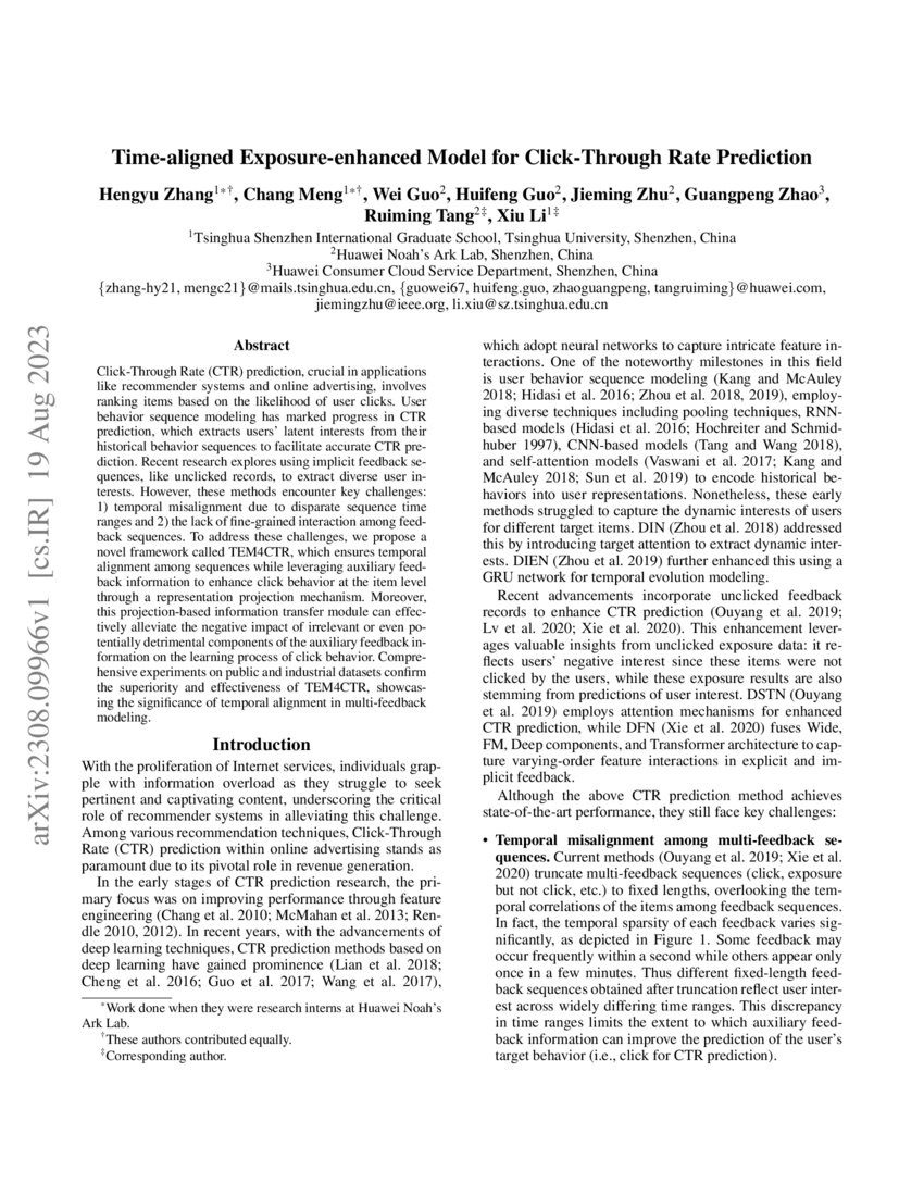 Time Aligned Exposure Enhanced Model For Click Through Rate Prediction