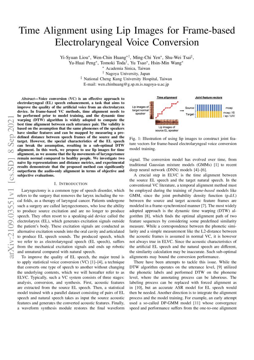 Time Alignment using Lip Images for Frame-based Electrolaryngeal Voice ...