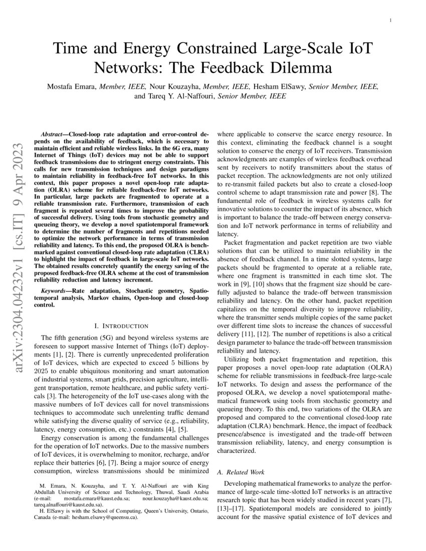 Time And Energy Constrained Large Scale Iot Networks The Feedback Dilemma Deepai