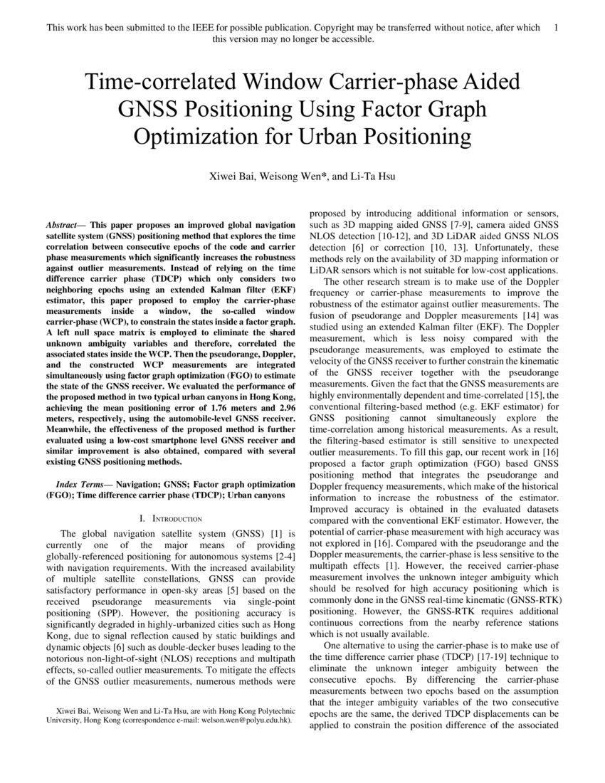 Time-correlated Window Carrier-phase Aided GNSS Positioning Using Factor Graph Optimization for ...