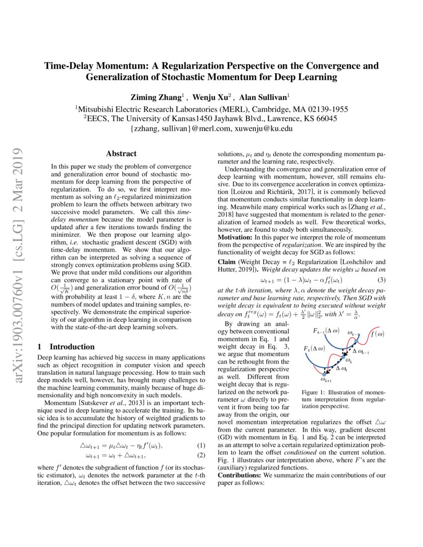 Time-Delay Momentum: A Regularization Perspective on the Convergence ...