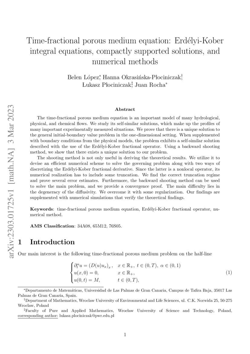 Time Fractional Porous Medium Equation Erdélyi Kober Integral Equations Compactly Supported