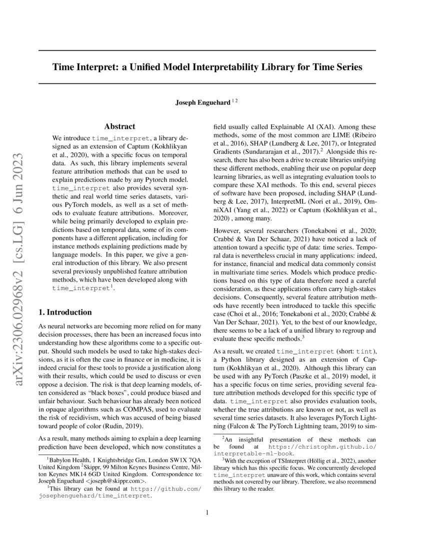 Time Interpret: a Unified Model Interpretability Library for Time Series | DeepAI