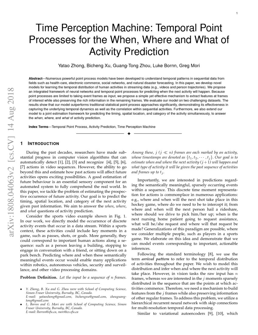 Time Perception Machine: Temporal Point Processes for the When, Where ...