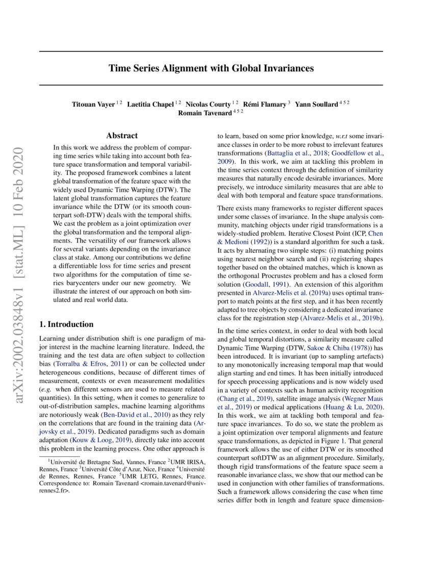 Time Series Alignment with Global Invariances | DeepAI