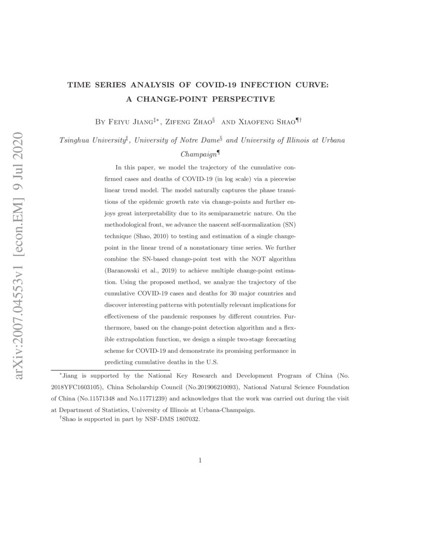 Time Series Analysis of COVID-19 Infection Curve: A Change-Point ...