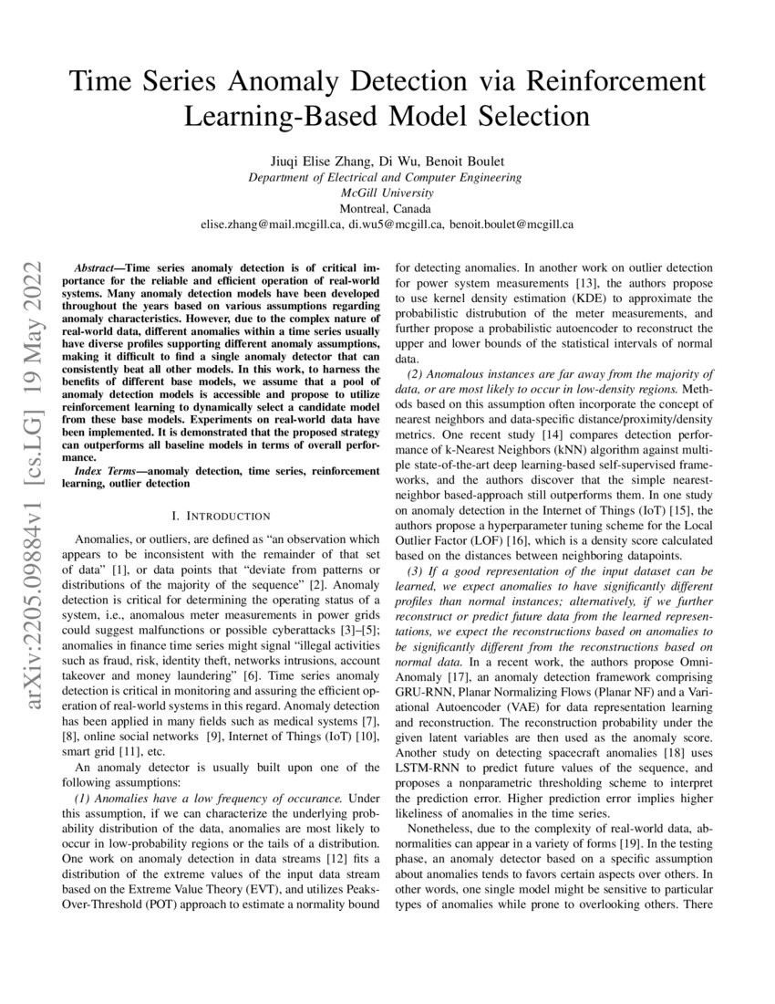 Time Series Anomaly Detection Via Reinforcement Learning Based Model
