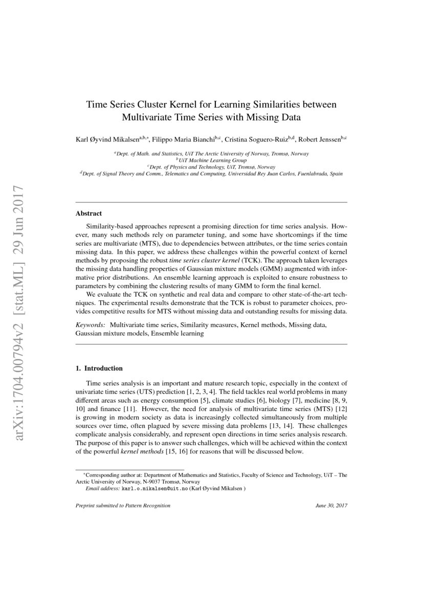 Time Series Cluster Kernel for Learning Similarities between ...