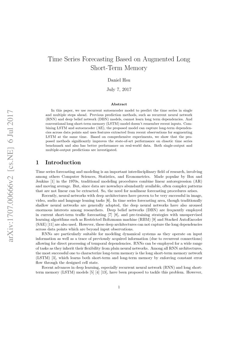 Time Series Forecasting Based On Augmented Long Short Term Memory Deepai 8990