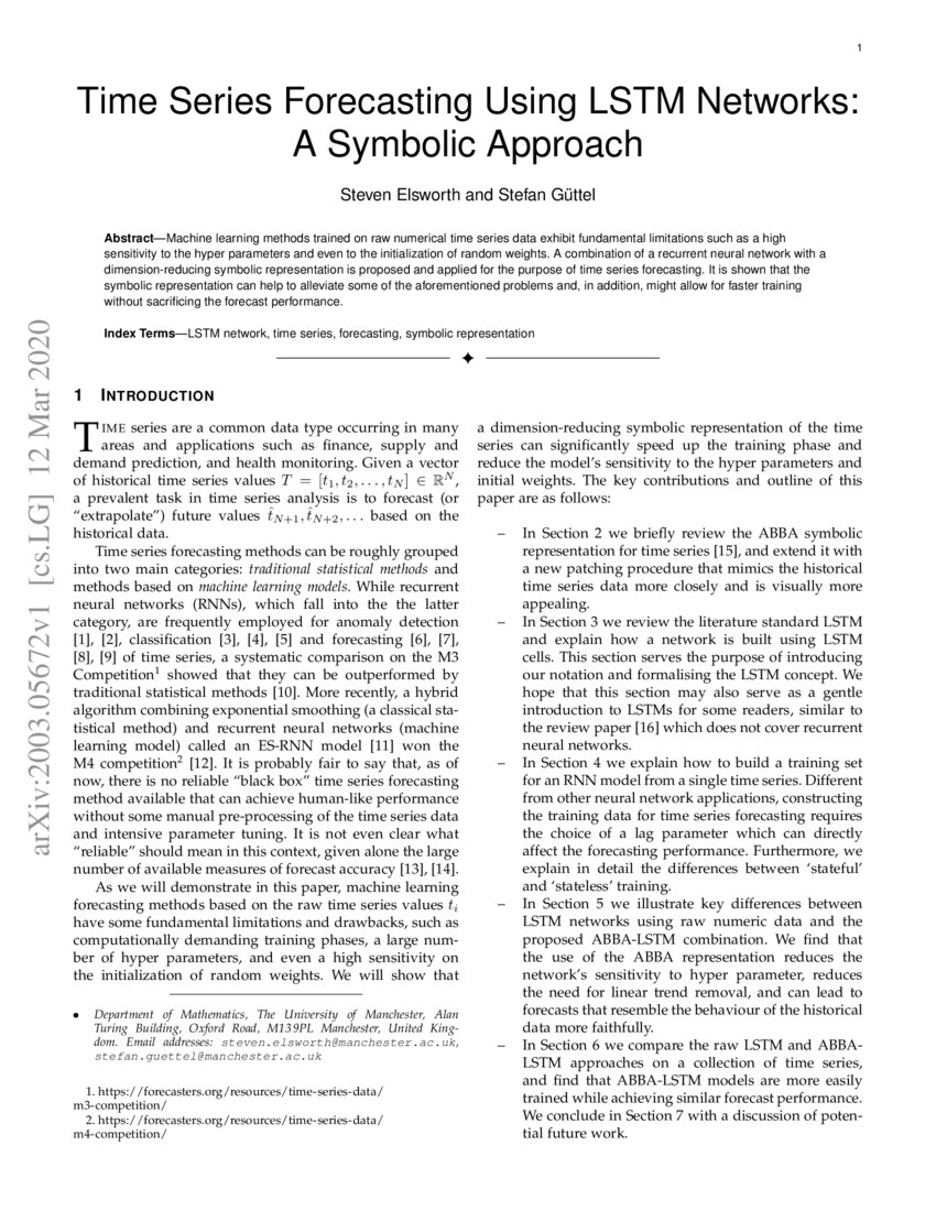 Time Series Forecasting Using Lstm Networks A Symbolic Approach Deepai