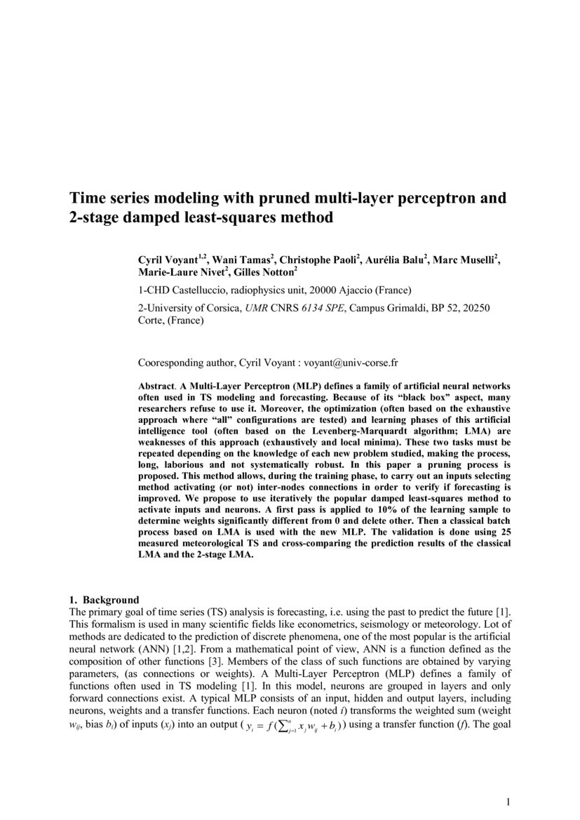 Time series modeling with pruned multi-layer perceptron and 2-stage damped least-squares method ...