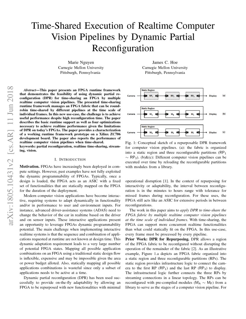 Time-Shared Execution of Realtime Computer Vision Pipelines by Dynamic Partial Reconfiguration ...